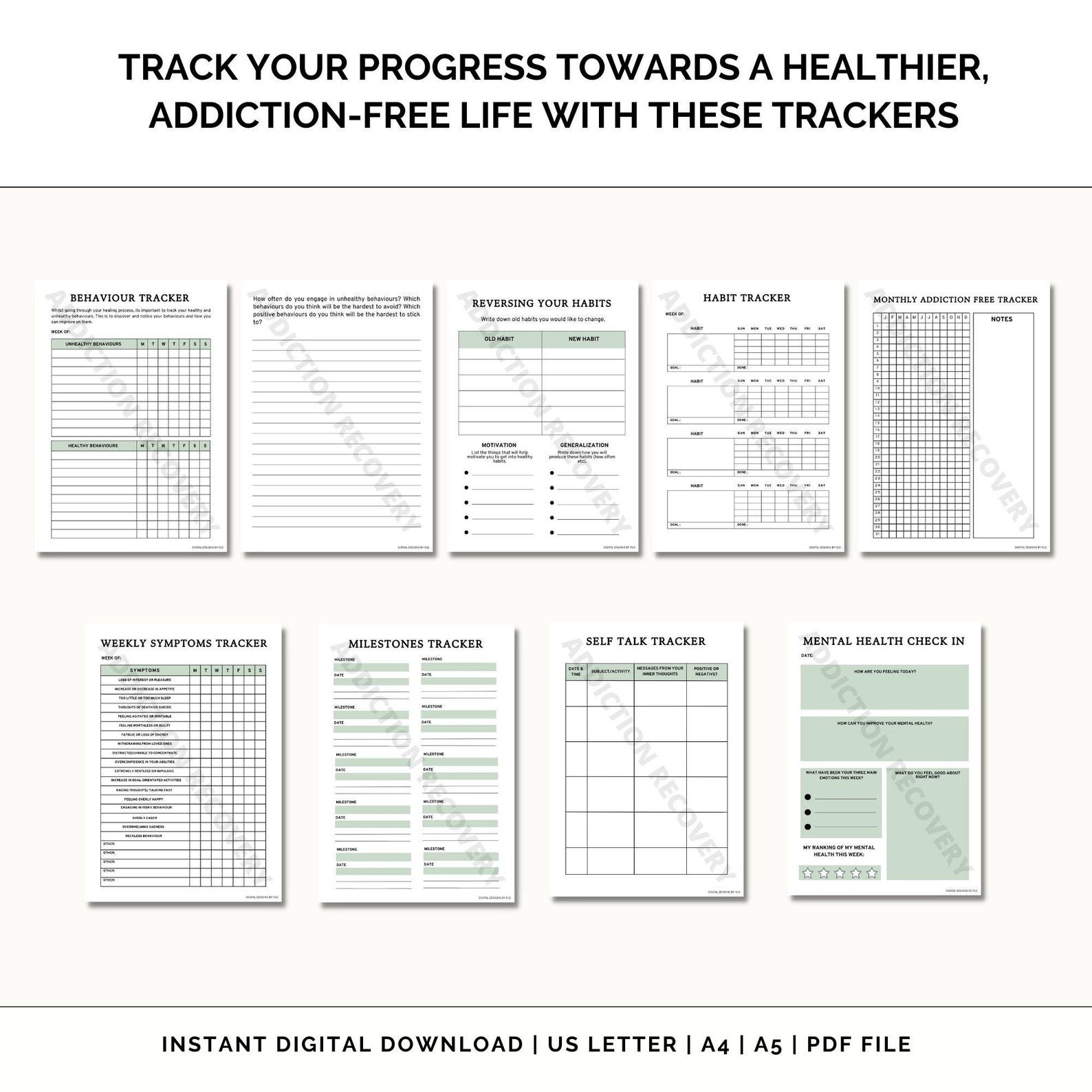 Addiction Recovery Worksheets Printable, Addiction Recovery Journal ...