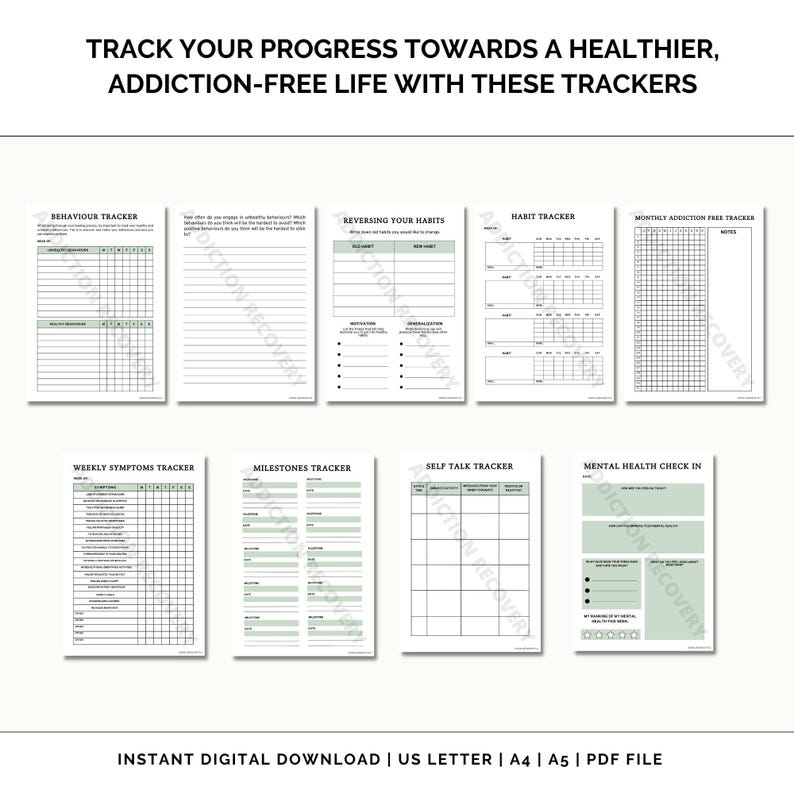 Addiction Recovery Worksheets Printable, Addiction Recovery Journal ...