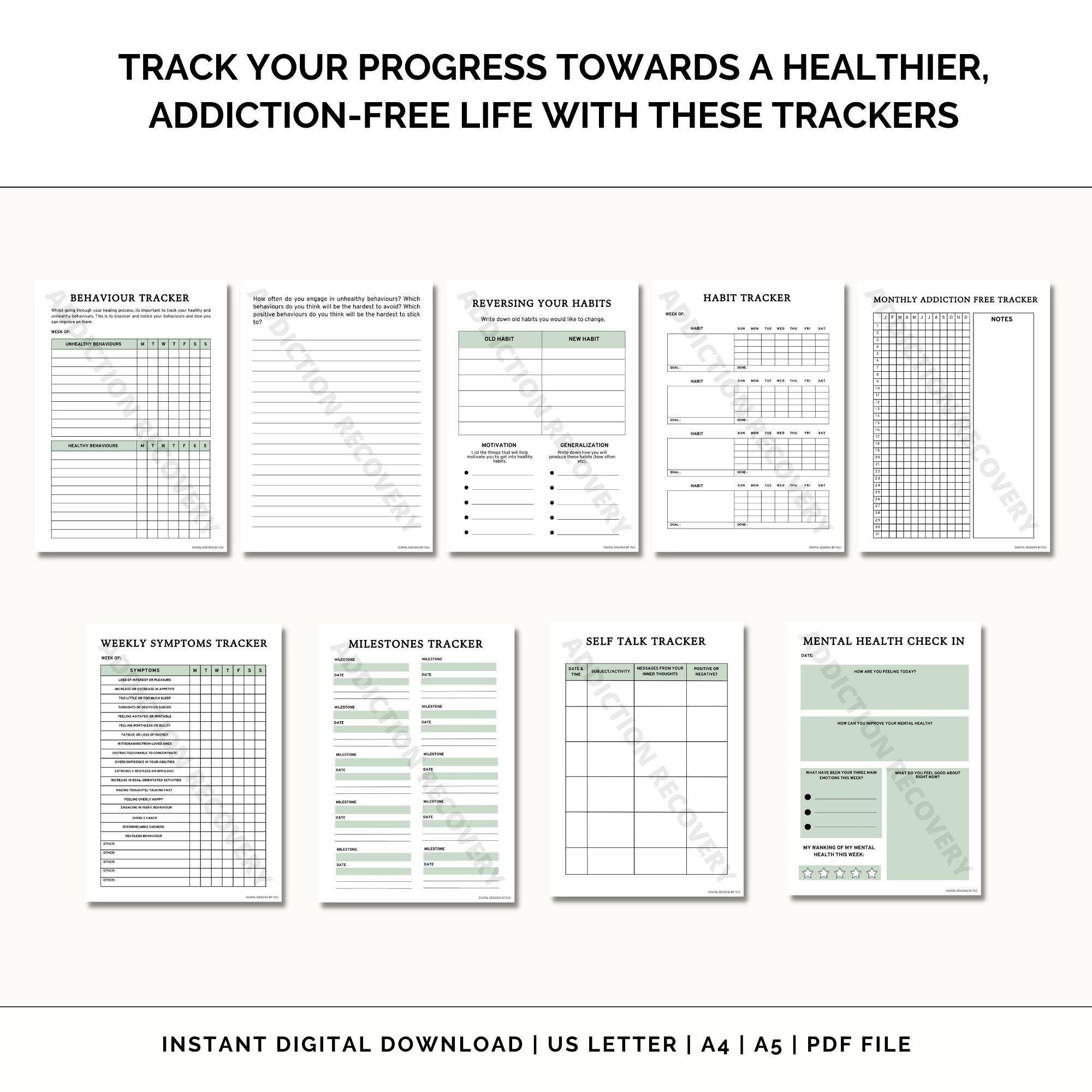 Addiction Recovery Worksheets Printable, Addiction Recovery Journal ...
