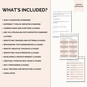 Imposter Syndrome Worksheets, Self Sabotage Workbook, Overcome ...