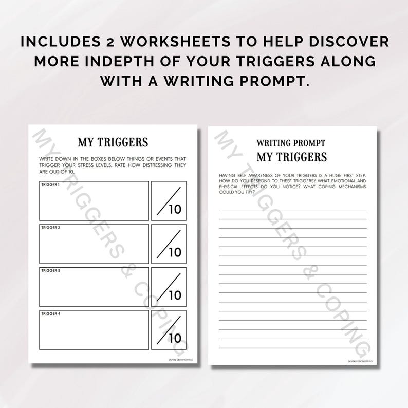 Triggers and Coping Worksheet Printable, Trigger Processing Worksheets ...
