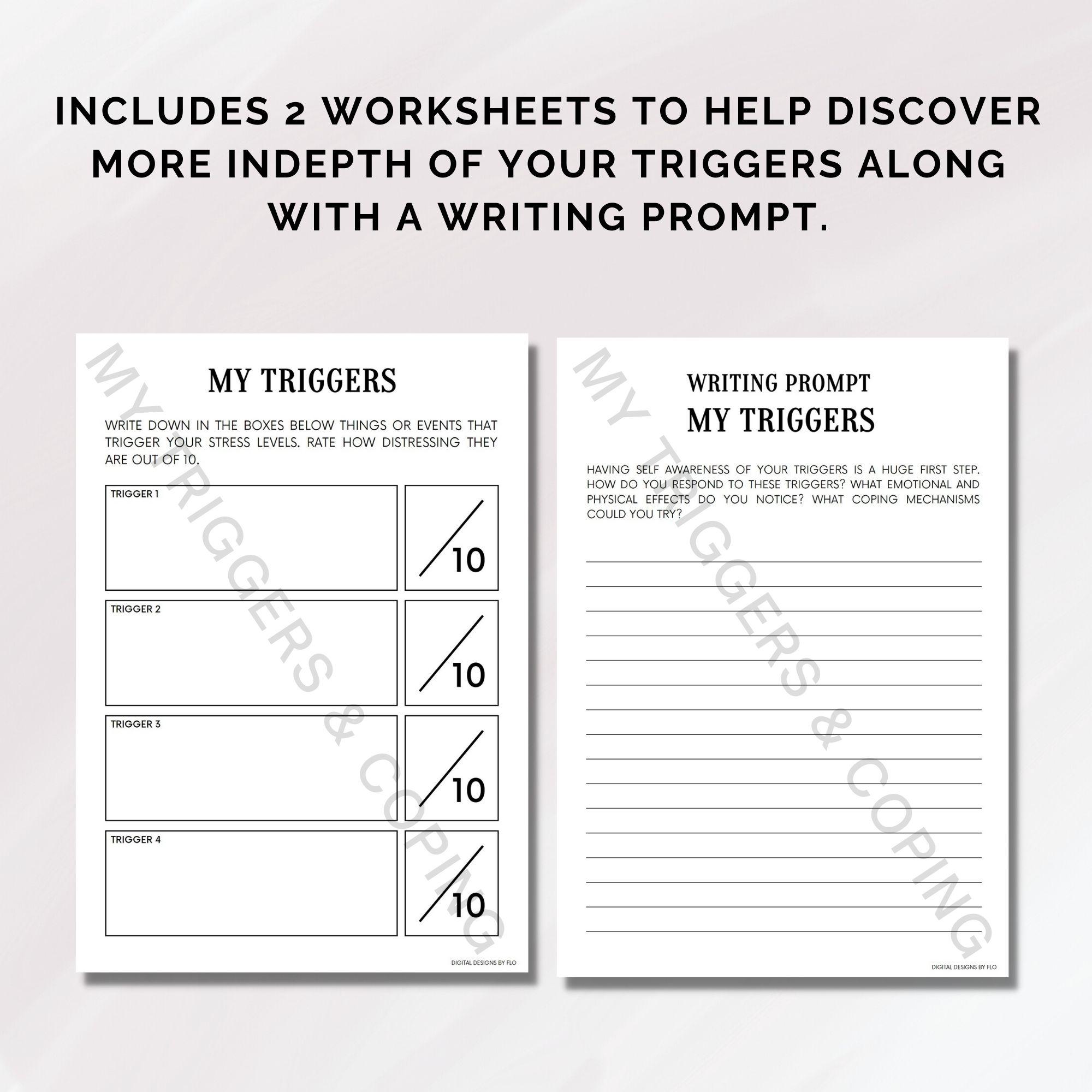 Triggers and Coping Worksheet Printable, Trigger Processing Worksheets ...