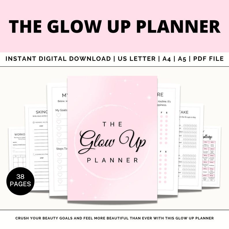 Glow up Planner, Glow up Guide, Beauty Planner, Skin Care Planner ...