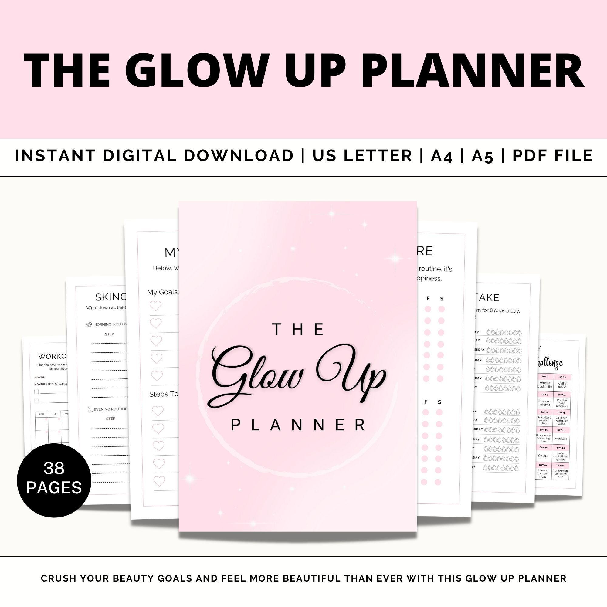 Glow up Planner, Glow up Guide, Beauty Planner, Skin Care Planner ...