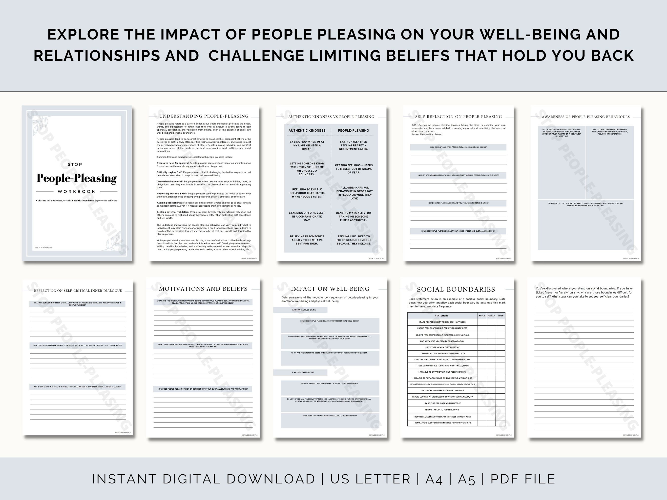 People Pleasing Workbook Printable, Self-love Workbook, Self-awareness ...