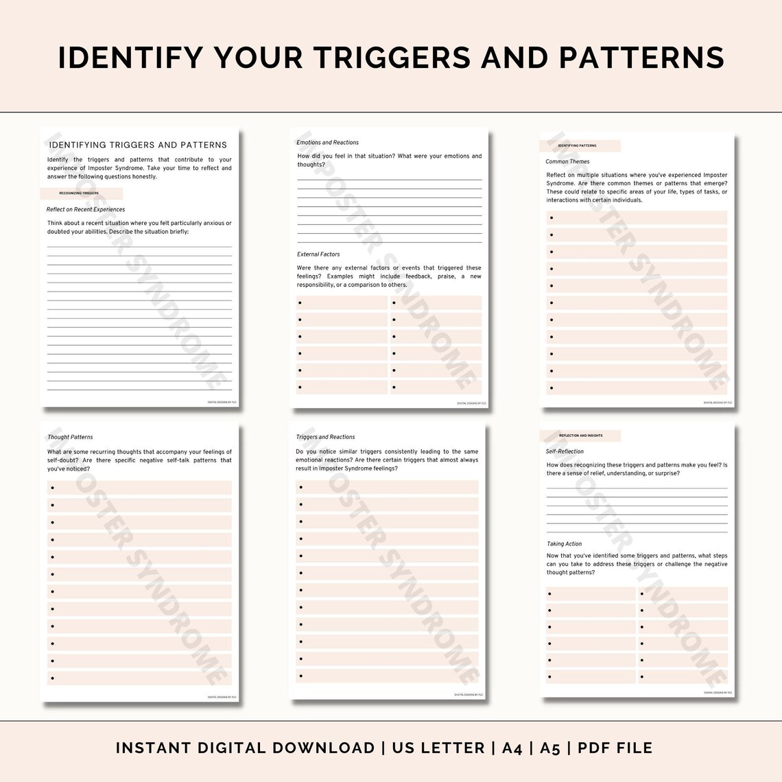 Imposter Syndrome Worksheets, Self Sabotage Workbook, Overcome ...