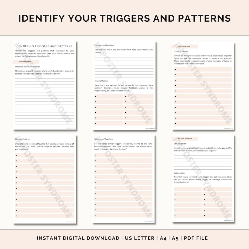 Imposter Syndrome Worksheets, Self Sabotage Workbook, Overcome ...