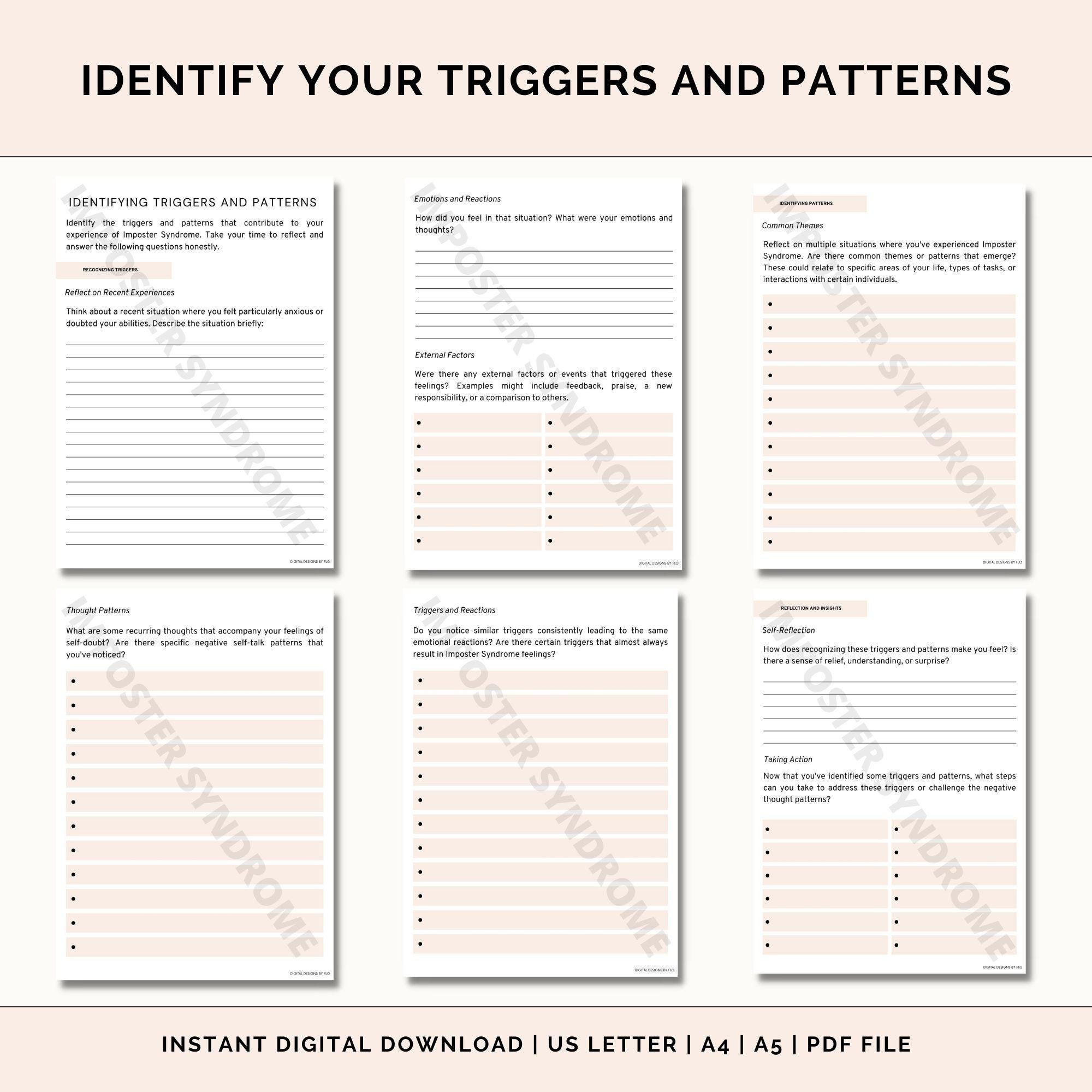 Imposter Syndrome Worksheets, Self Sabotage Workbook, Overcome ...