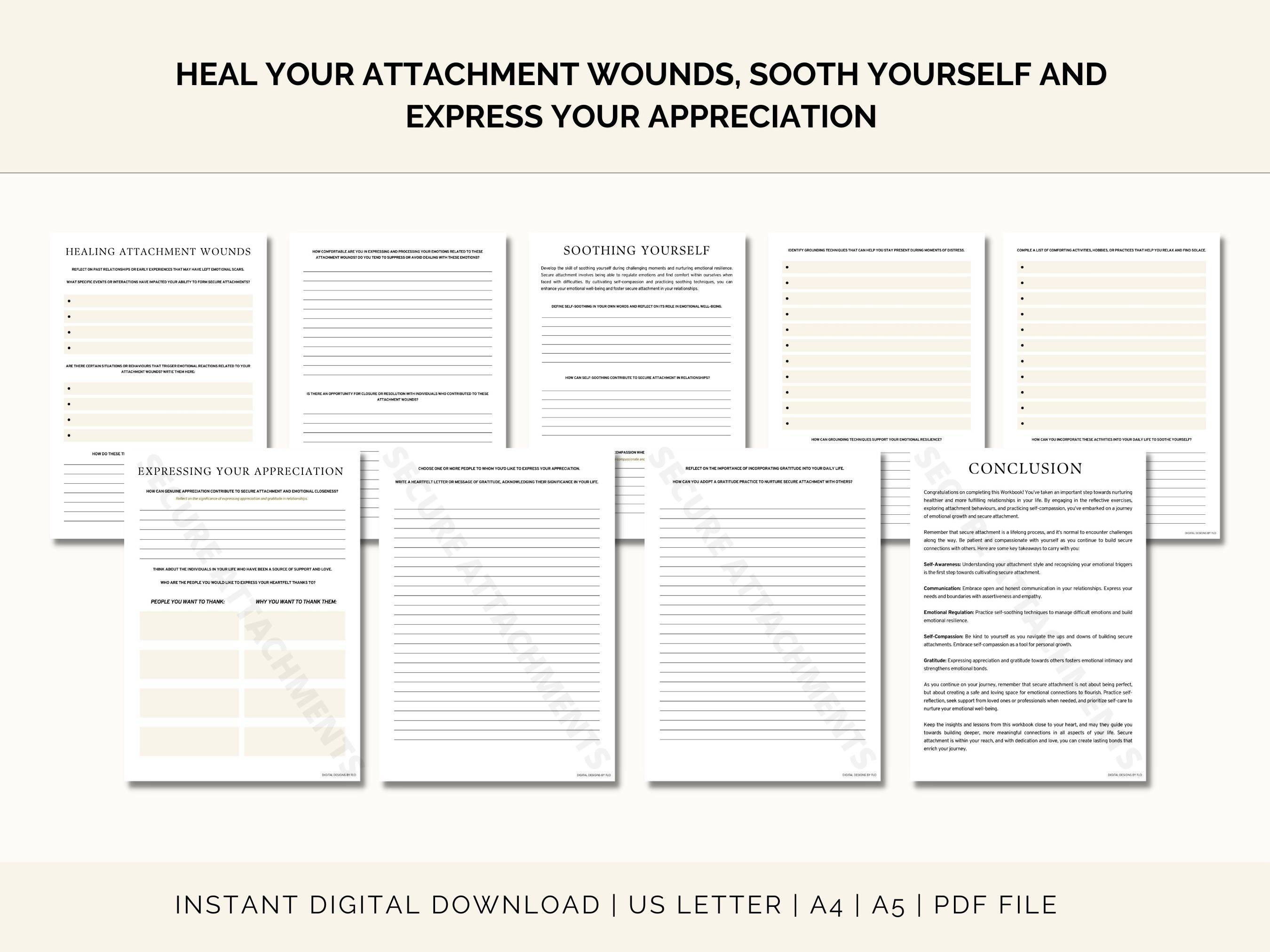 Attachment Theory Therapy Workbook, Soothe Your Attachment Wounds, Self ...