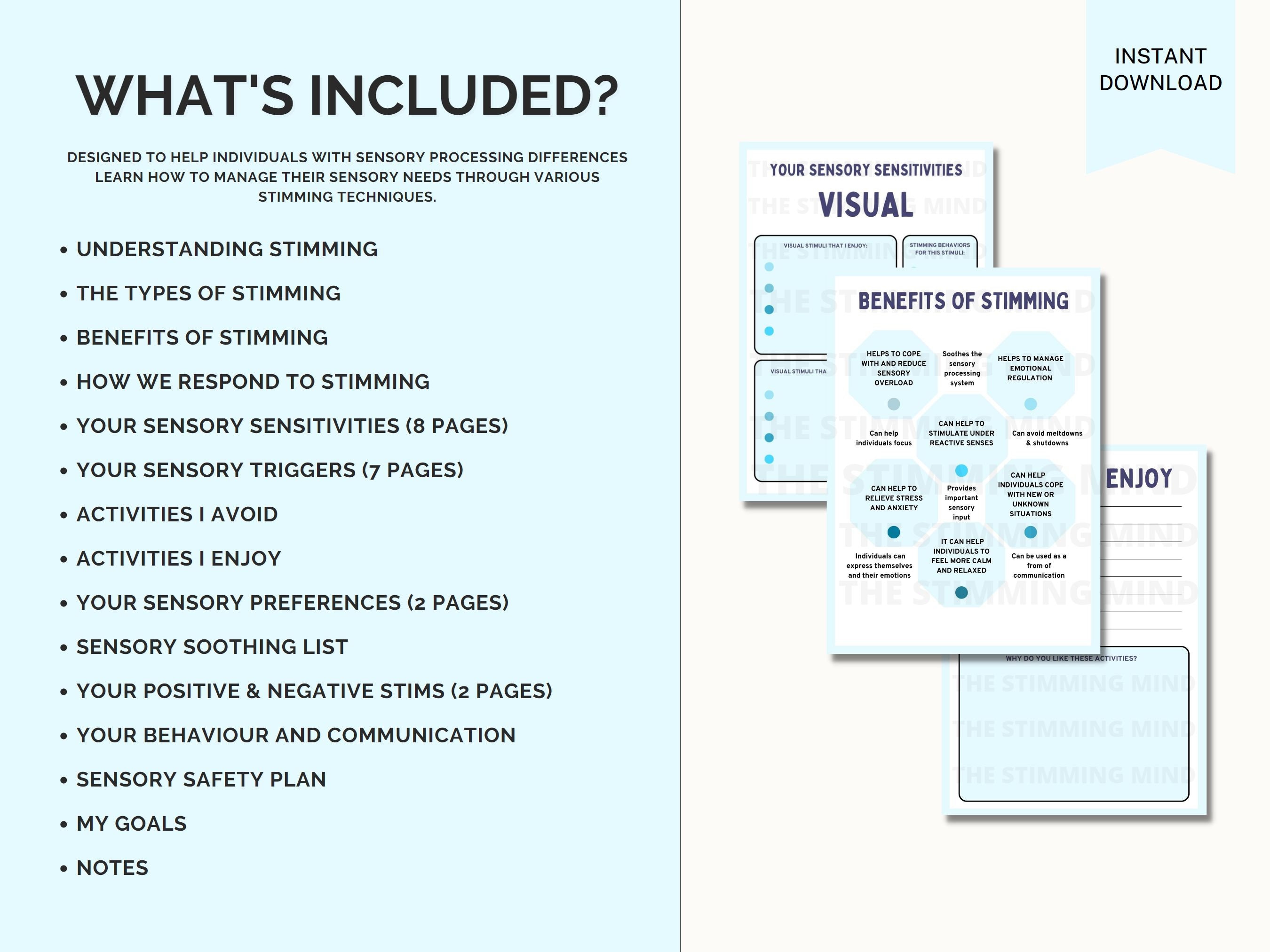 Workbook for Autism Stimming Worksheets Autism Journal - Etsy