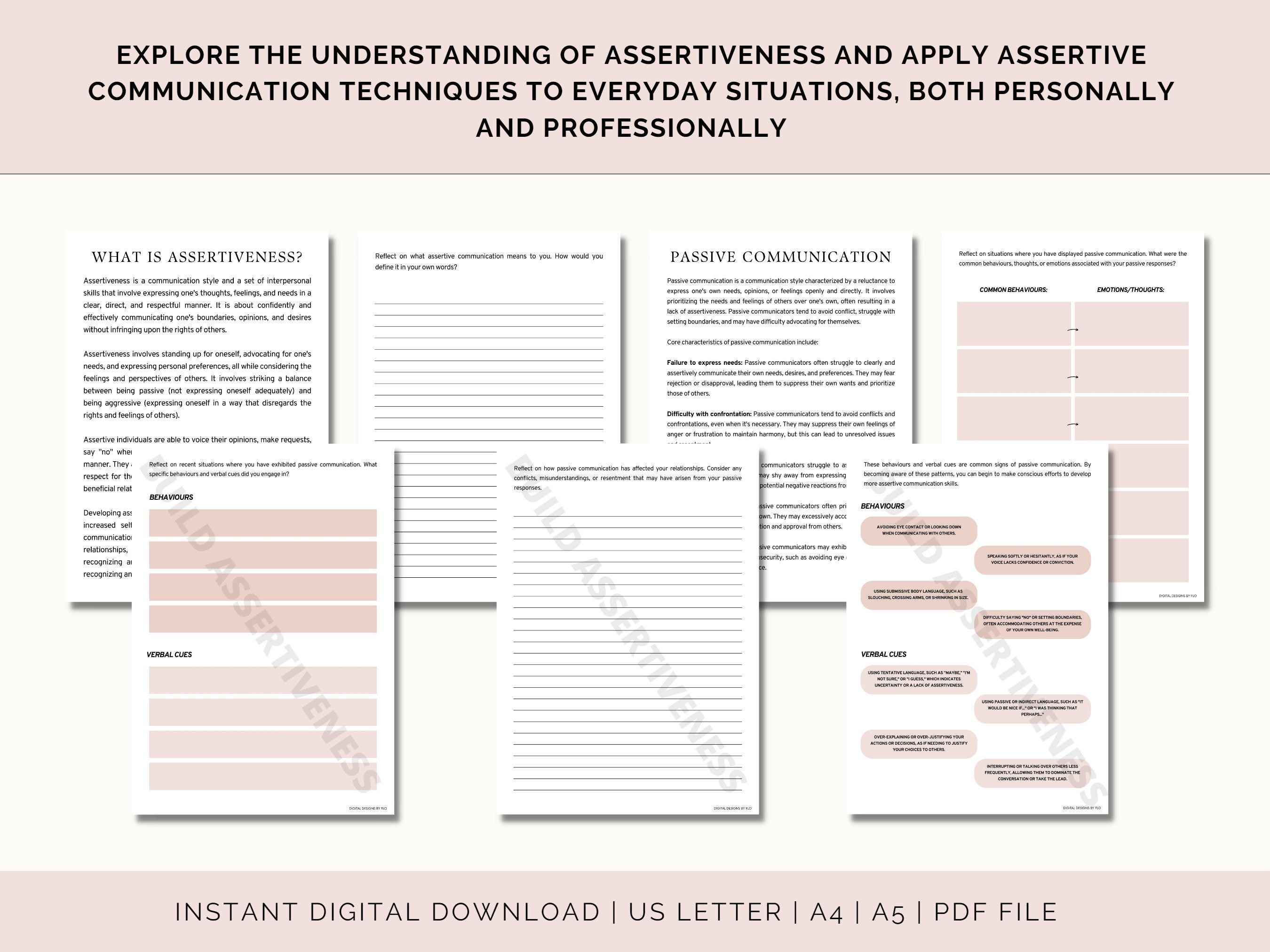 Assertiveness Workbook, Assertive Exercises, Set Boundaries, Assertive ...