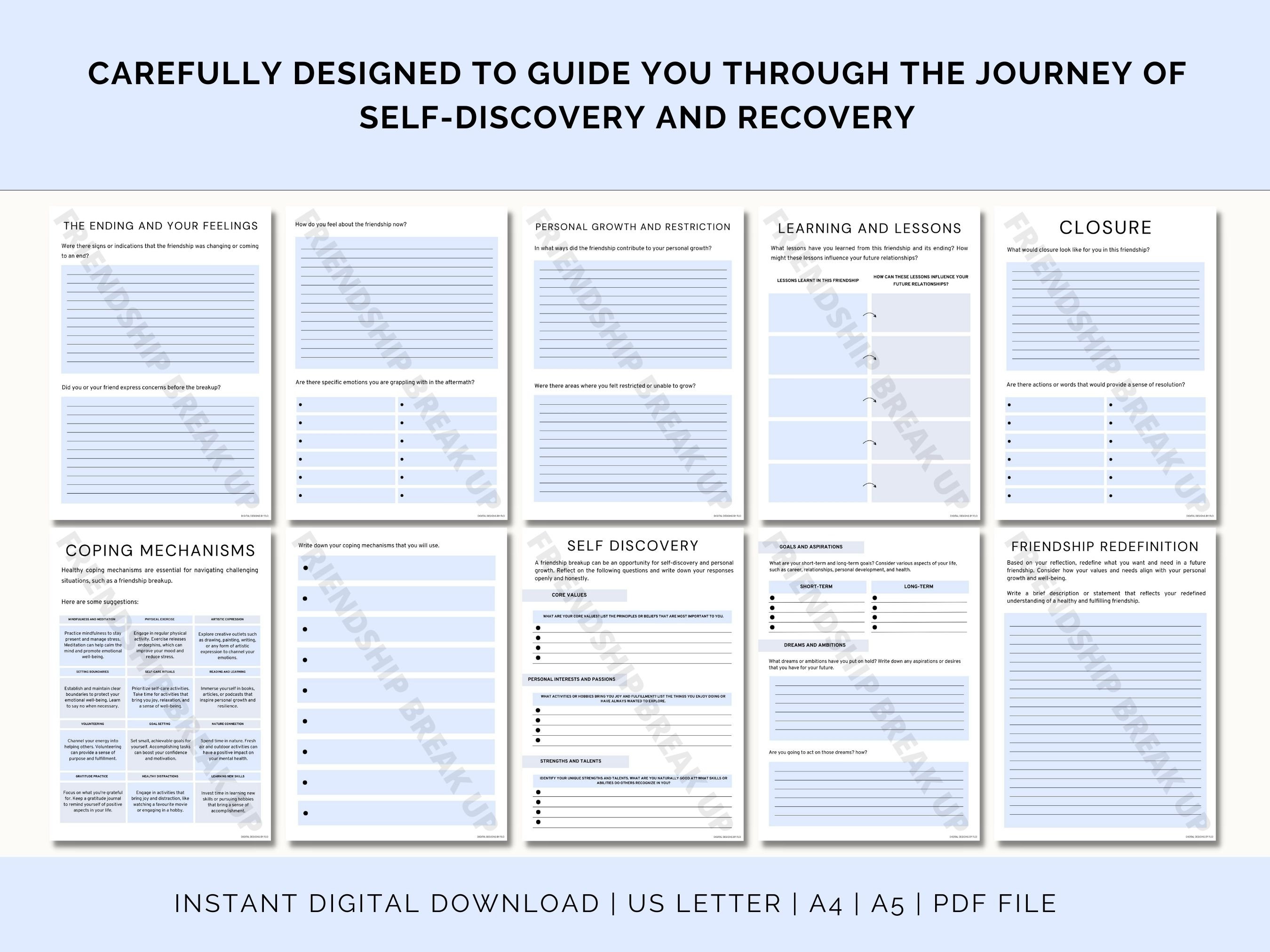 Printable Friendship Breakup Journal, Breakdown Worksheets, Breakup ...
