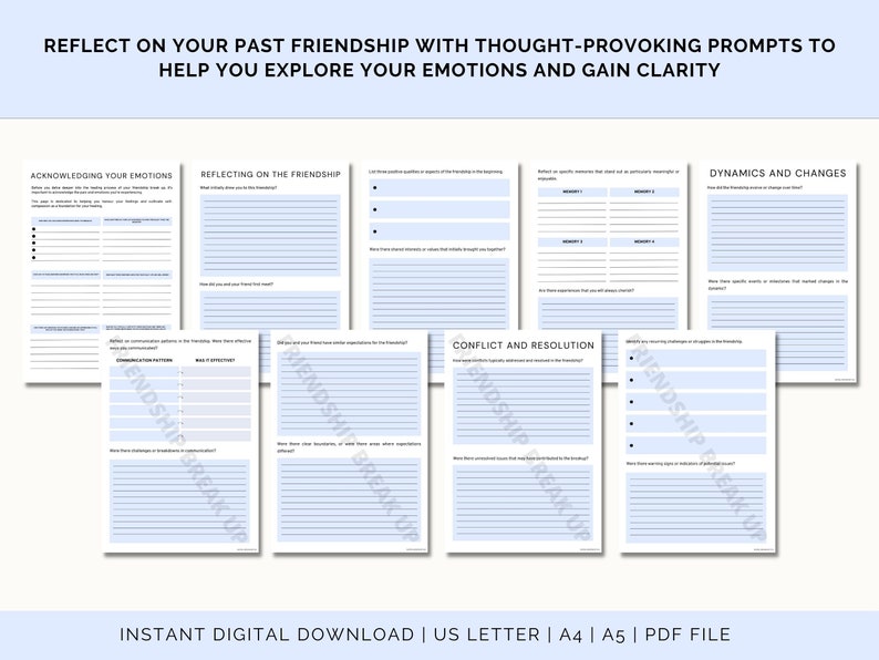 Printable Friendship Breakup Journal, Breakdown Worksheets, Breakup ...