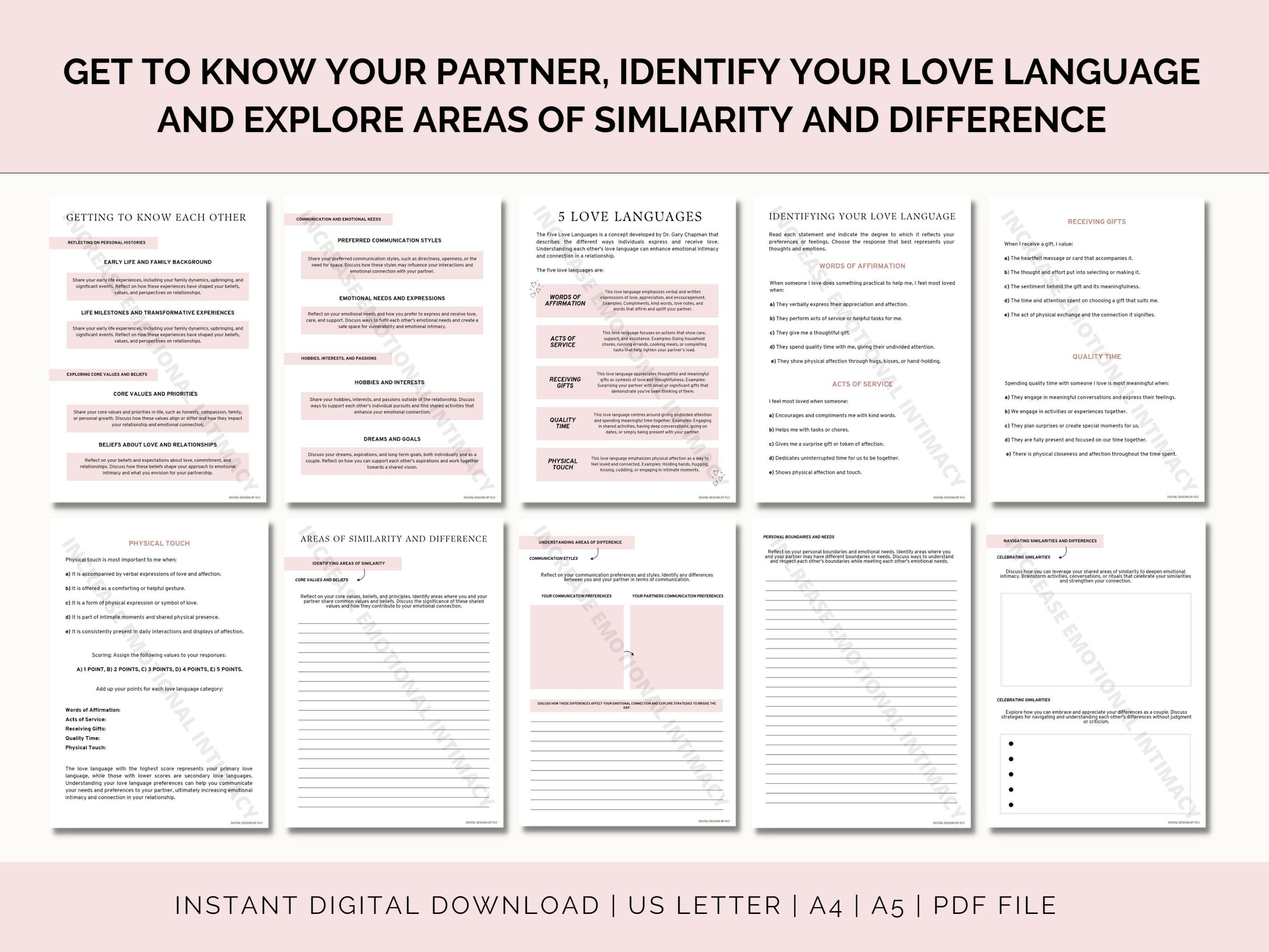 Emotional Intimacy Workbook, Relationship Intimacy Therapy, Couples ...
