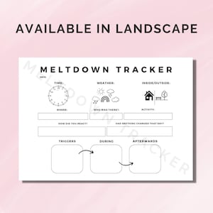 Meltdown Tracker, Sensory Processing, Autism Spectrum, ADHD, Learning ...