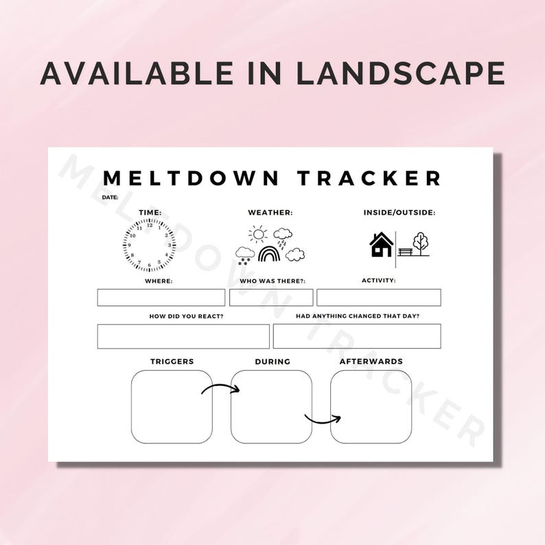 Meltdown Tracker, Sensory Processing, Autism Spectrum, ADHD, Learning ...