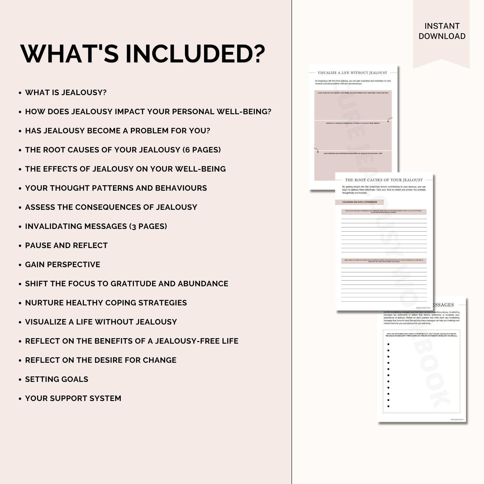 Cure Jealousy Workbook, Jealousy Processing Prompts, Competition ...