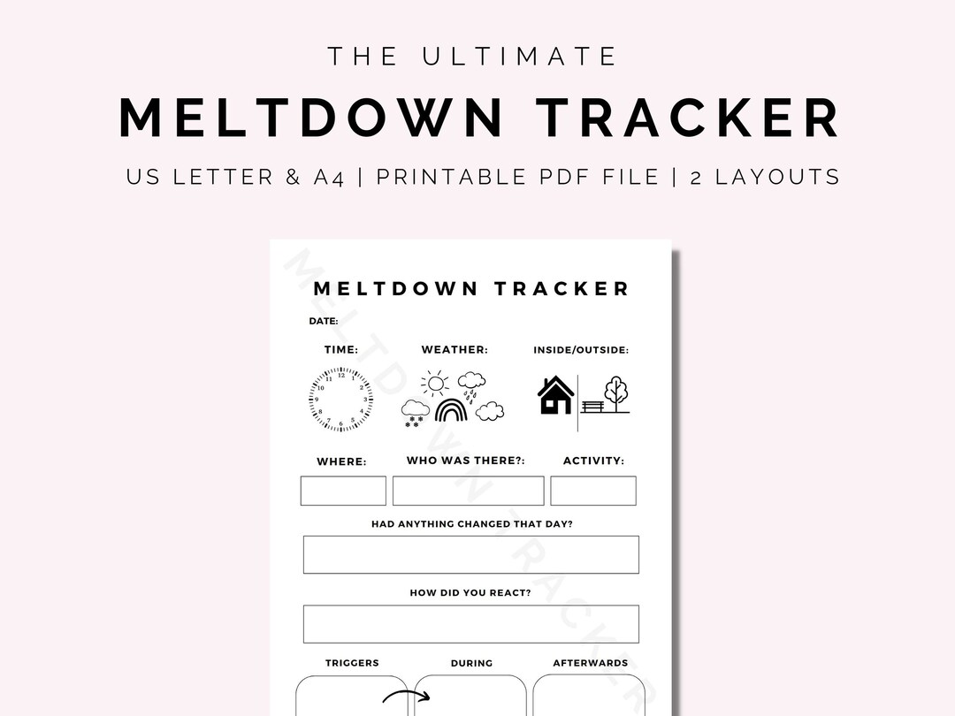 Meltdown Tracker, Sensory Processing, Autism Spectrum, ADHD, Learning ...