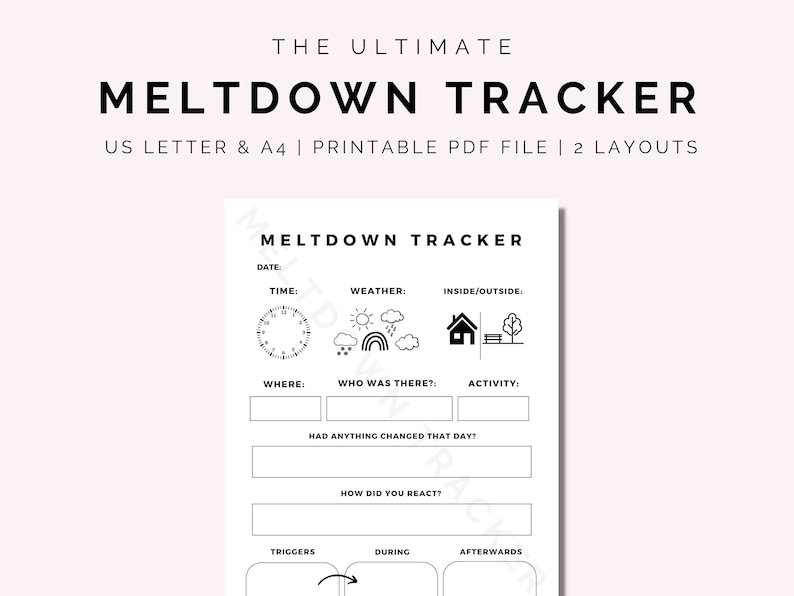 Meltdown Tracker, Sensory Processing, Autism Spectrum, ADHD, Learning ...