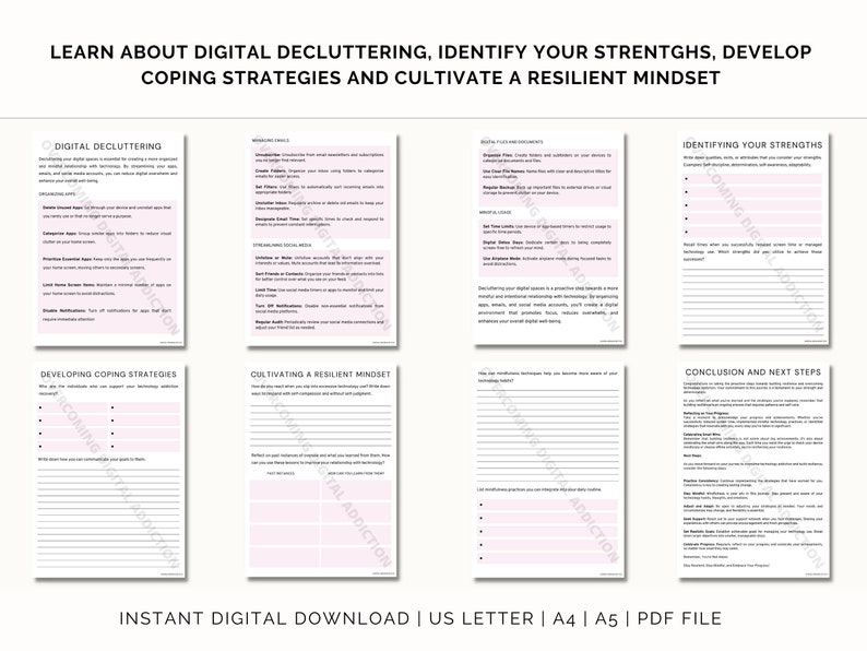 Overcoming Digital Addiction Worksheets Screen Time - Etsy Australia