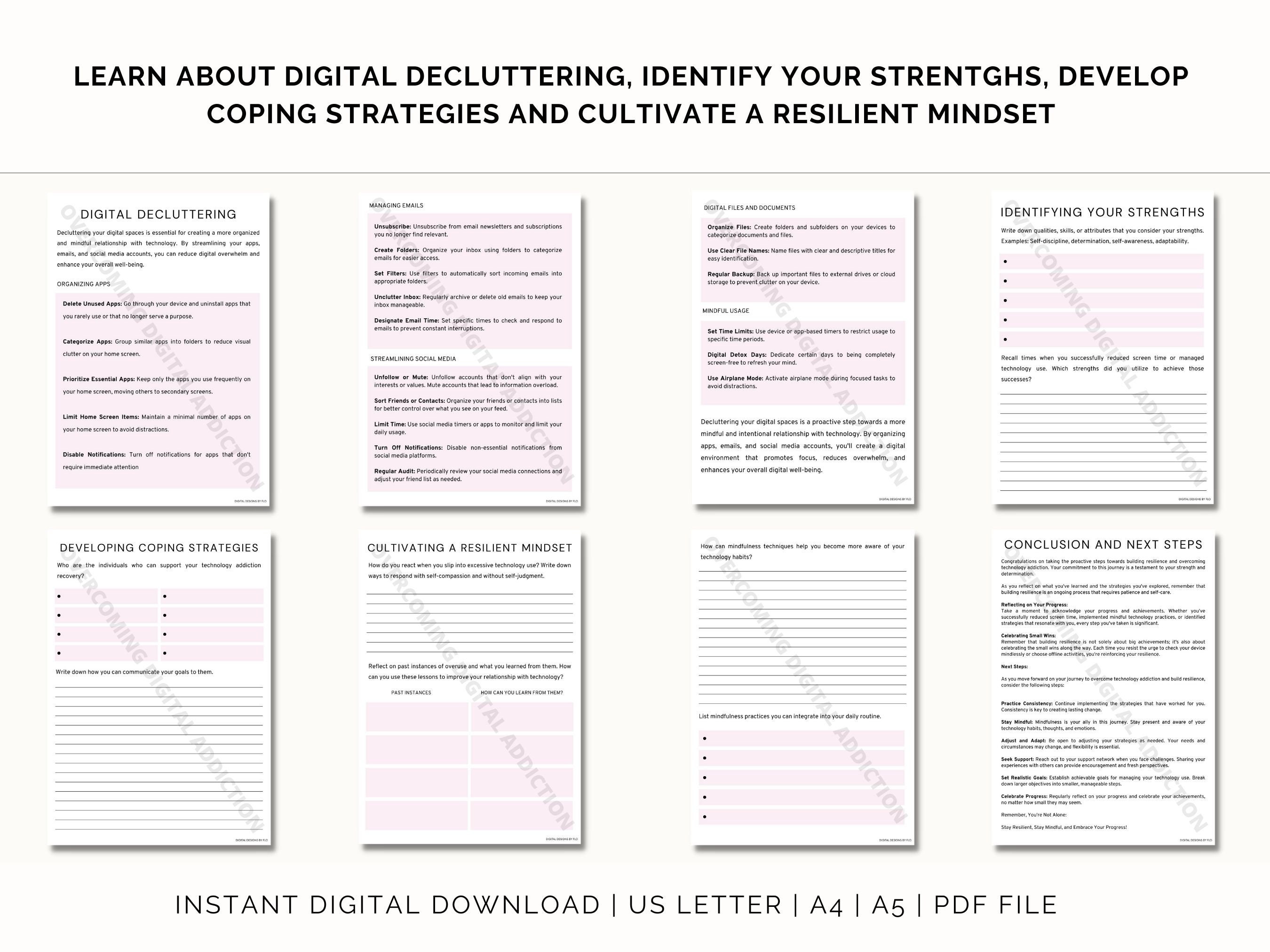 Overcoming Digital Addiction Worksheets, Screen Time Addiction ...