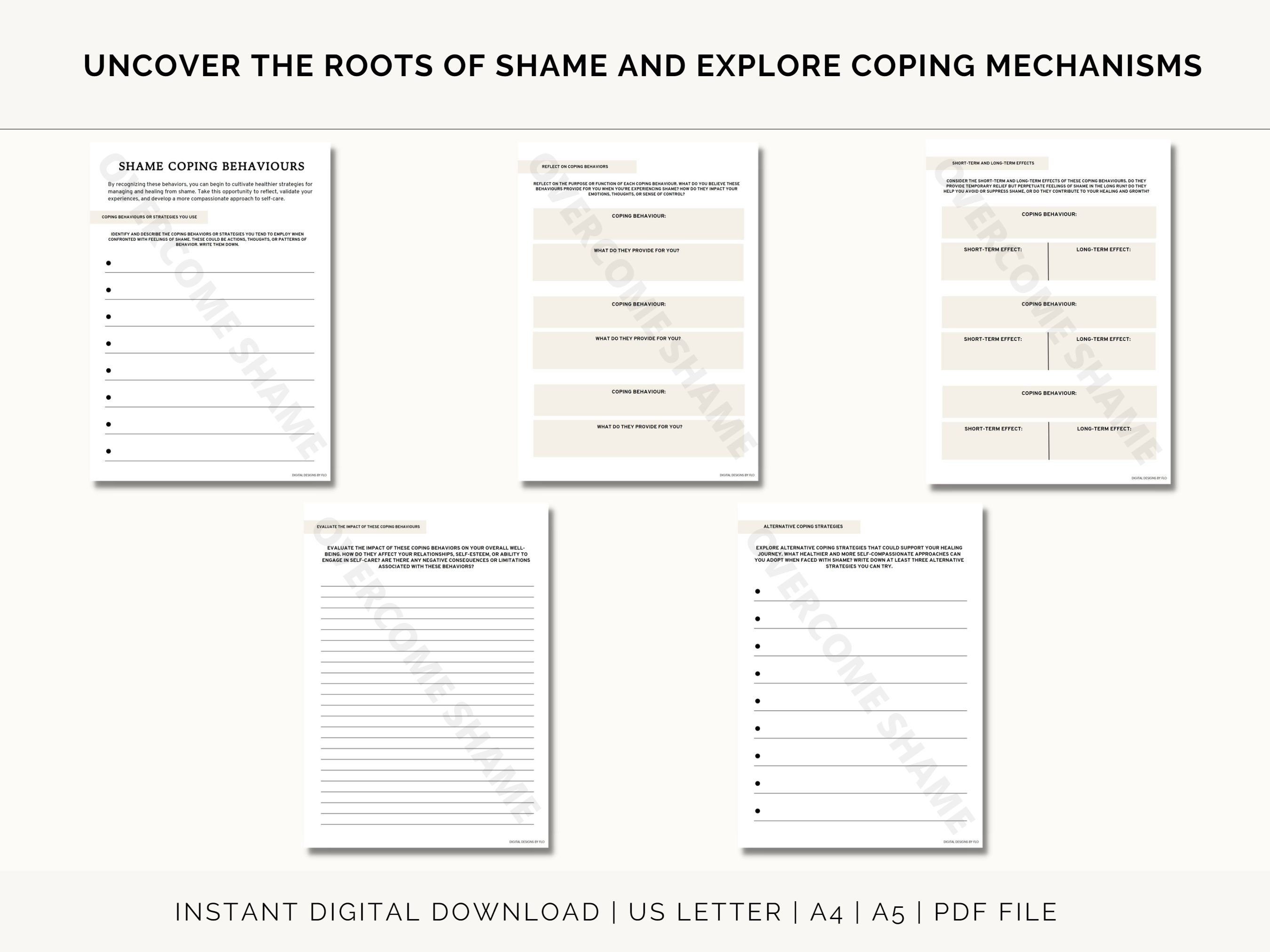 Overcome Shame Workbook Printable Shame Guilt Embarrassment - Etsy Overcome Shame Workbook Printable Shame Guilt Embarrassment - Etsy