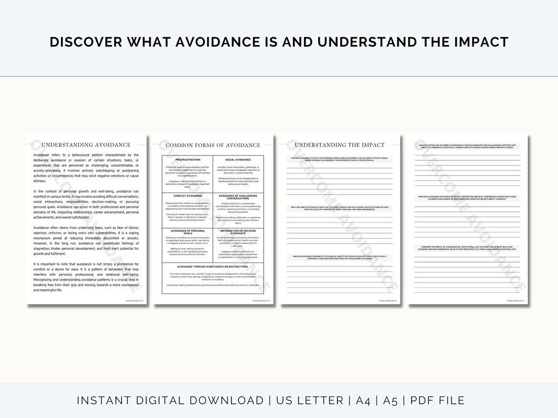Overcome Avoidance Workbook, Self-esteem, Setting Boundaries, Therapy ...