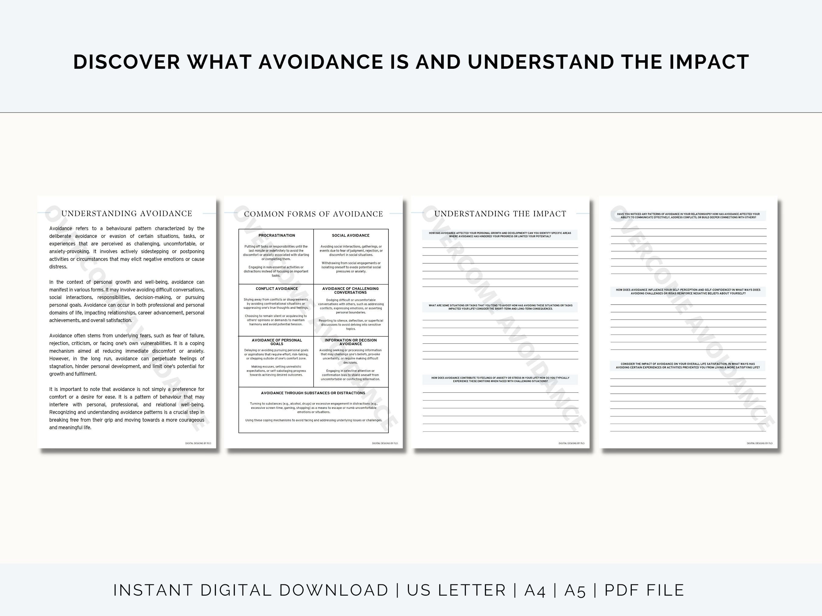 Overcome Avoidance Workbook, Self-esteem, Setting Boundaries, Therapy ...