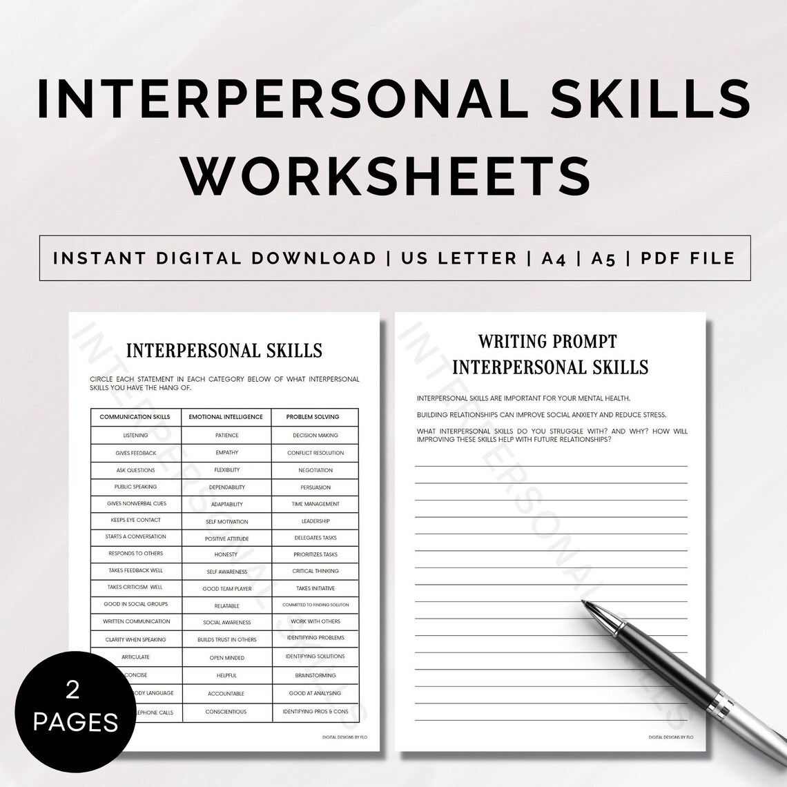 Printable Interpersonal Skills Worksheets, Communication Journal, CBT ...