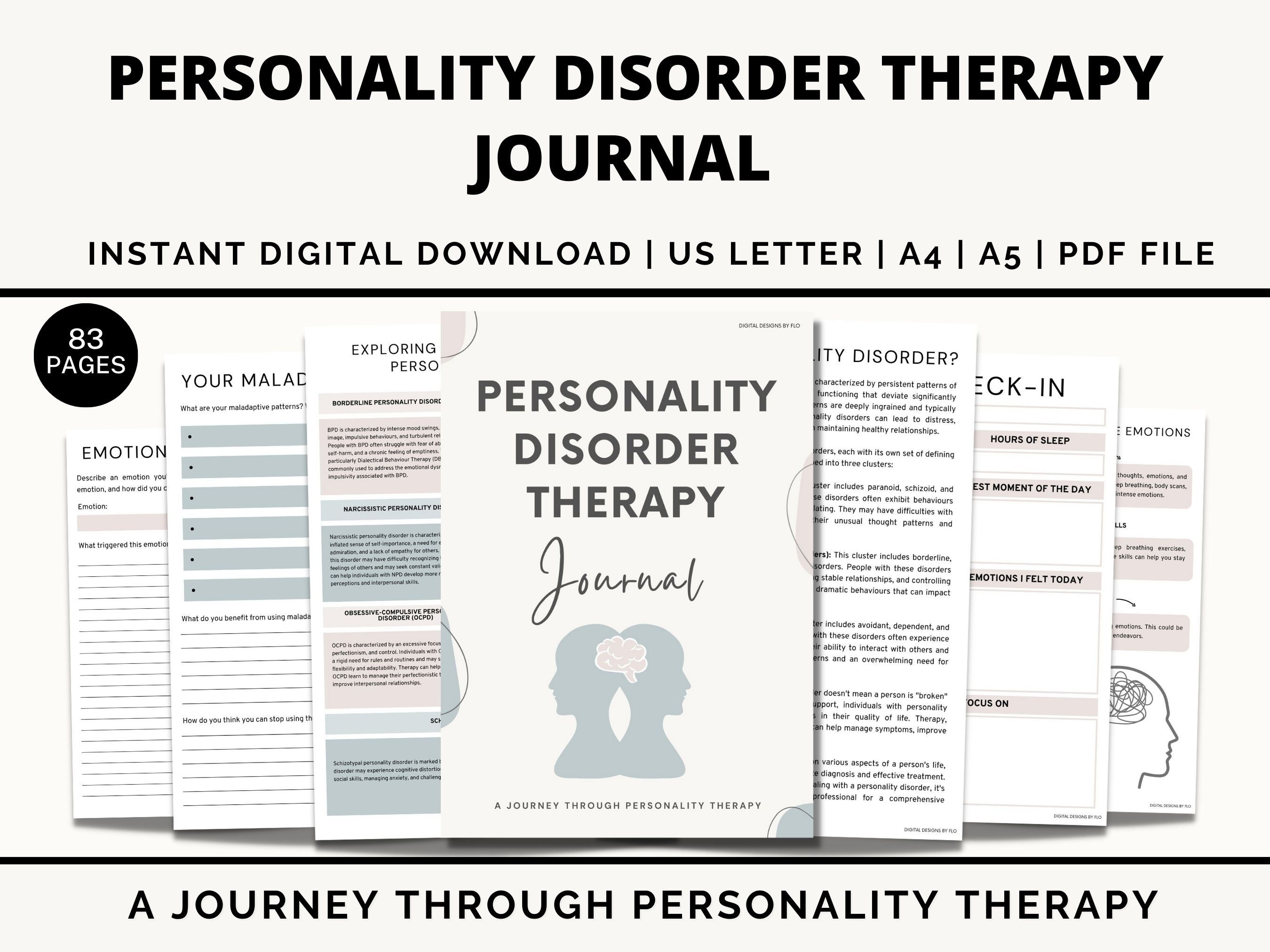 Personality Disorder Therapy Journal, BPD Workbook, Borderline ...