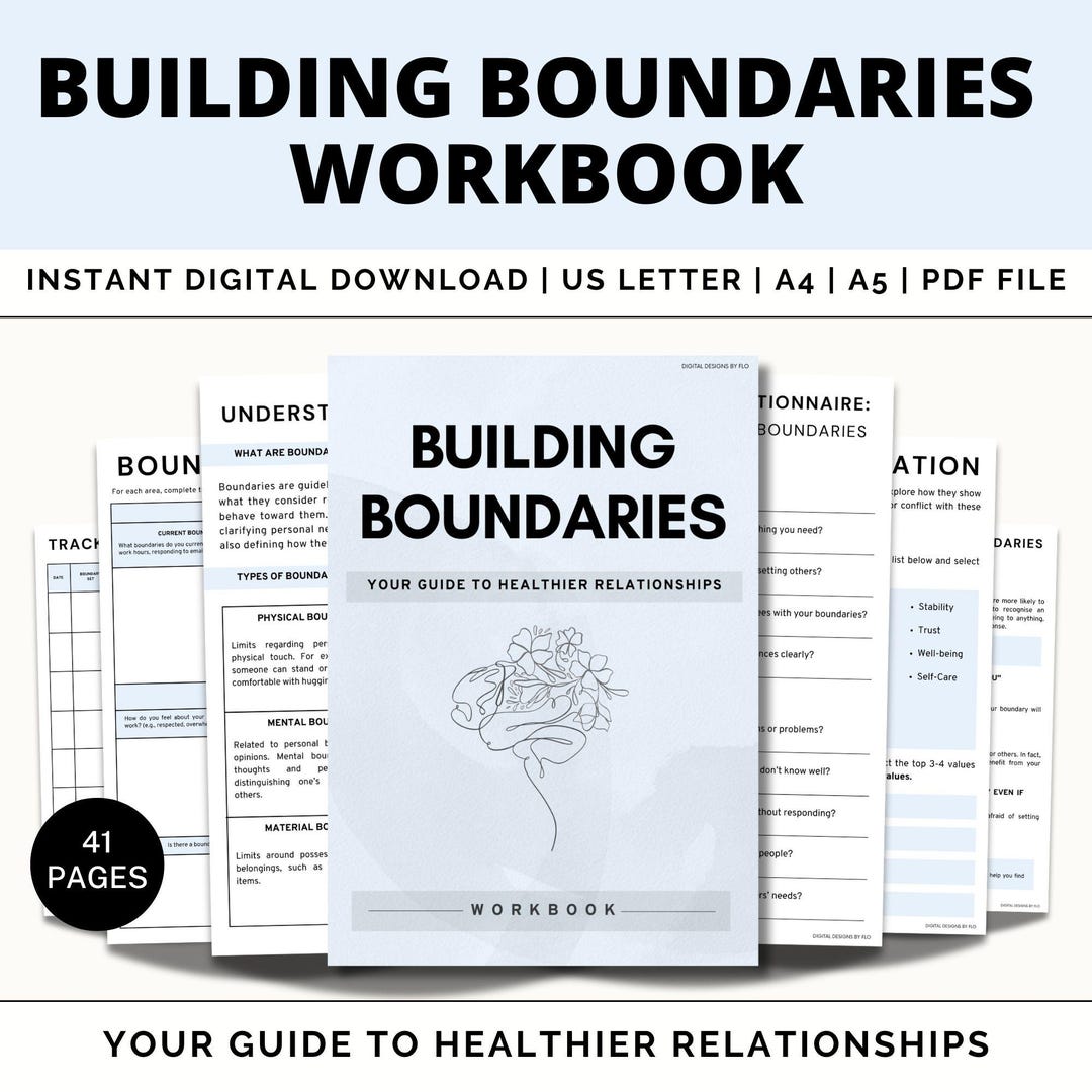 Boundaries Worksheets, Personal Boundary Setting Workbook, Therapy ...