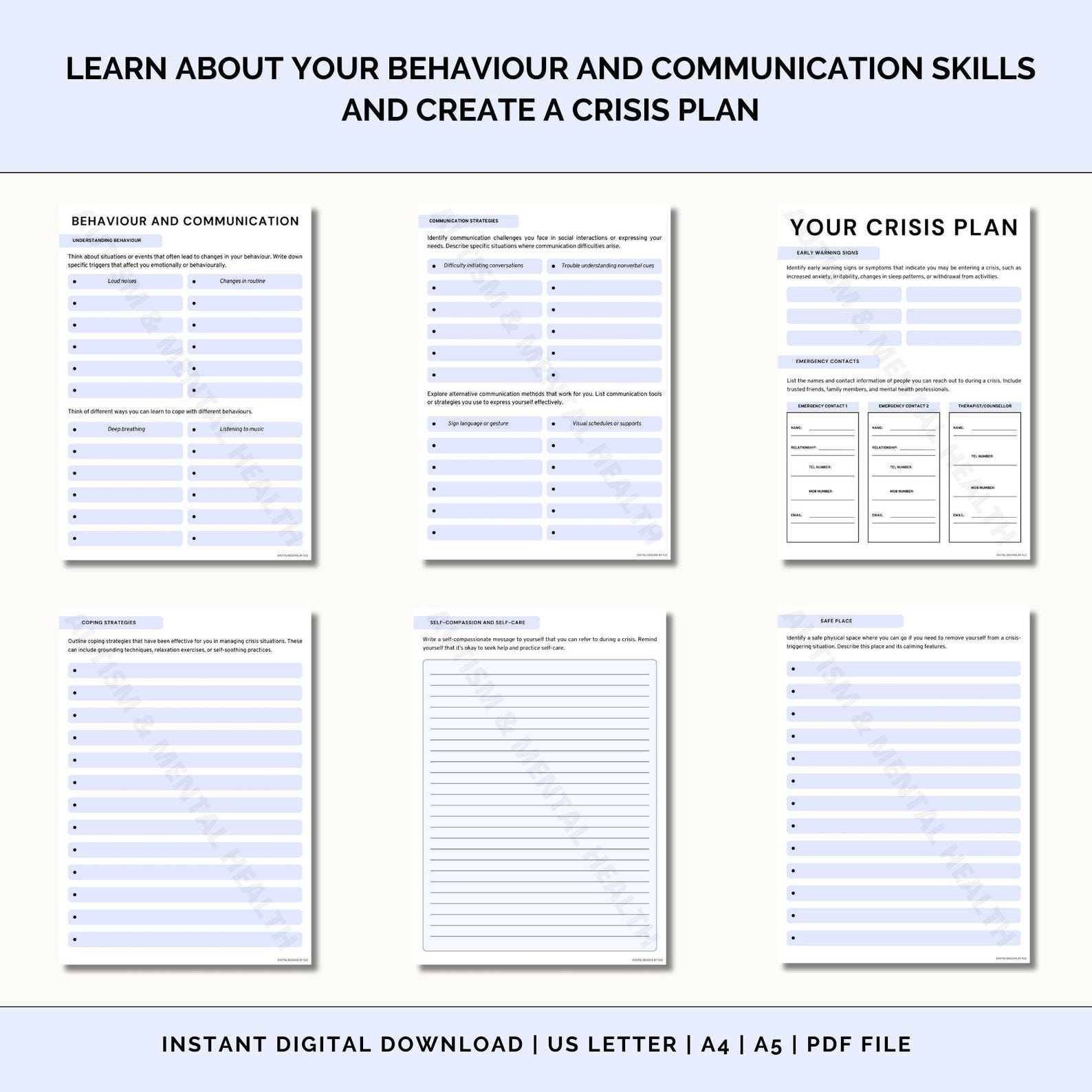 Workbook for Autism and Mental Health, Sensory Journal, Neurodivergent ...