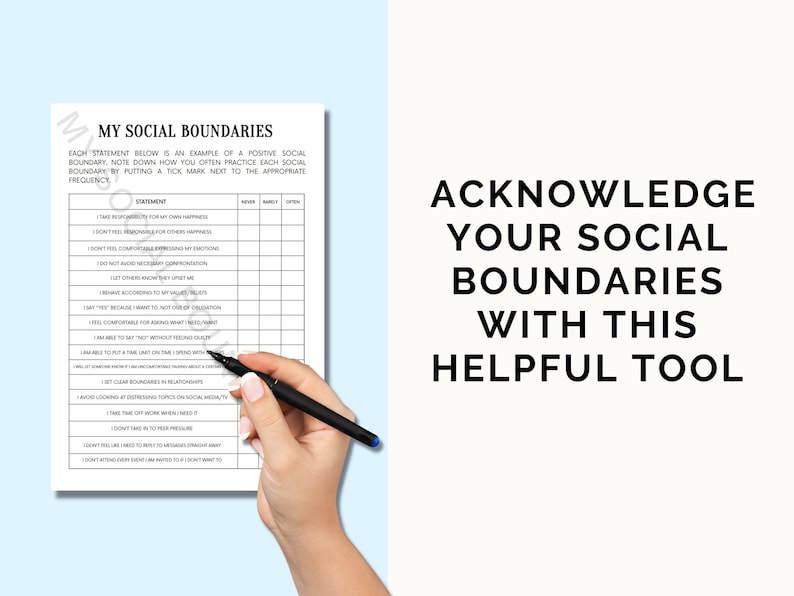 Printable Social Boundaries Worksheet, Setting Boundaries, Social ...