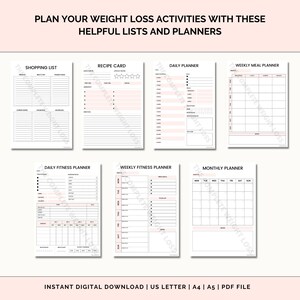 Printable Health and Fitness Journal, Weight Loss Tracker, Fitness ...