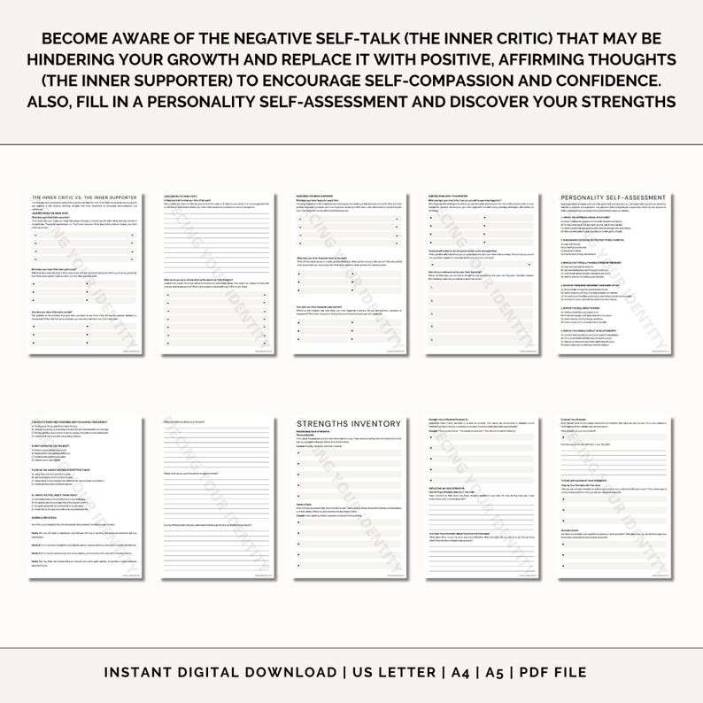 Self Discovery Journal, Identity Workbook, Growth, Self Awareness, Self ...