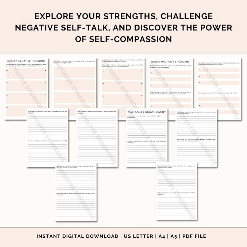 Imposter Syndrome Worksheets, Self Sabotage Workbook, Overcome ...