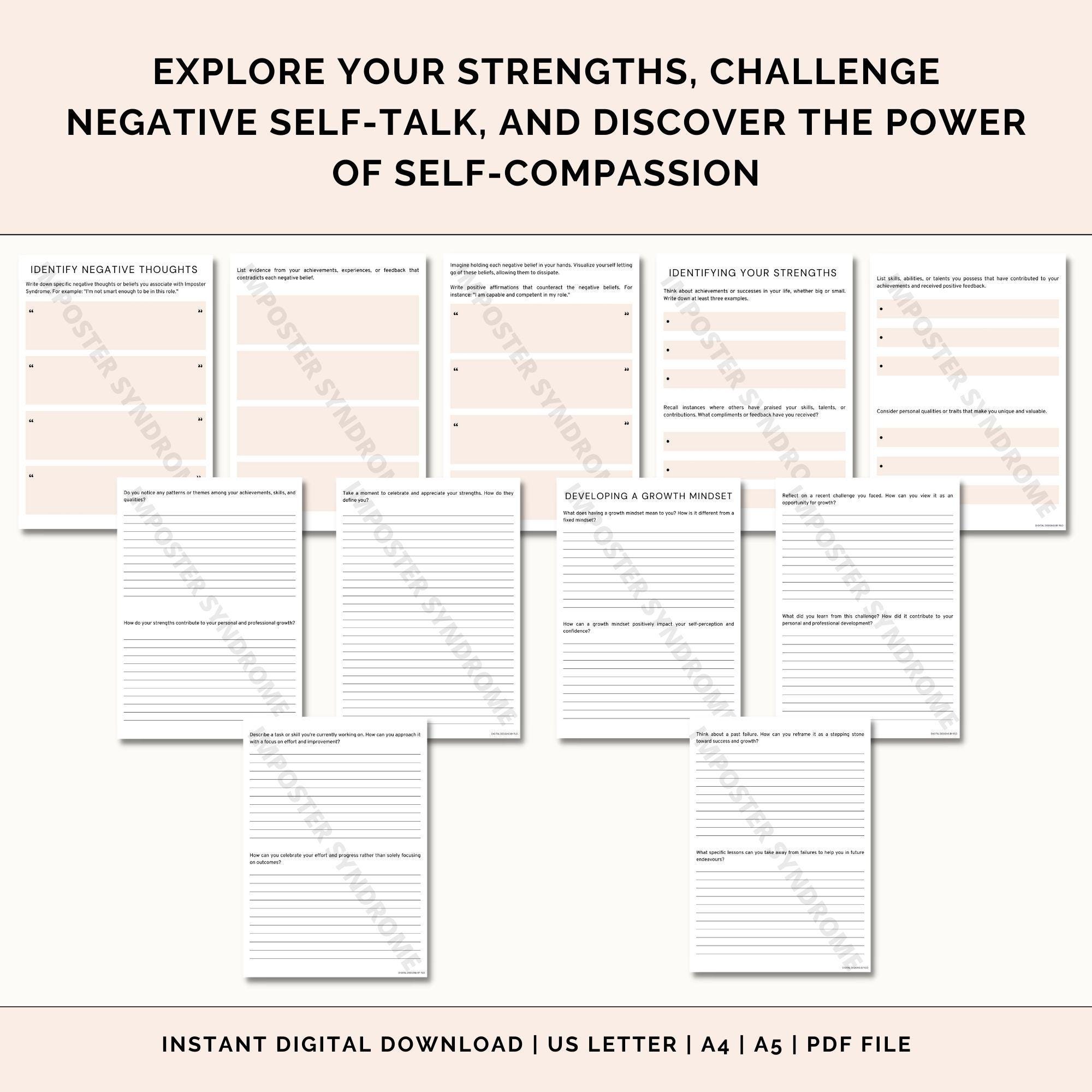 Imposter Syndrome Worksheets, Self Sabotage Workbook, Overcome ...