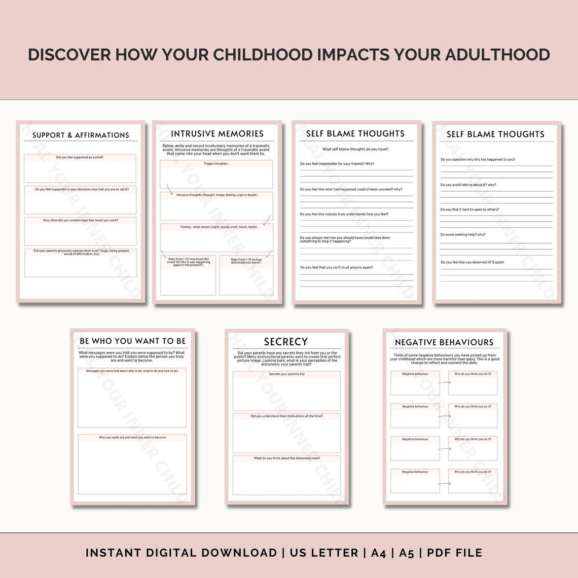 Inner Child Workbook Printable, Inner Child Healing, Therapy Resources ...