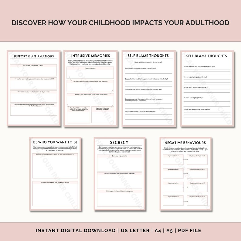 Inner Child Workbook Printable, Inner Child Healing, Therapy Resources ...