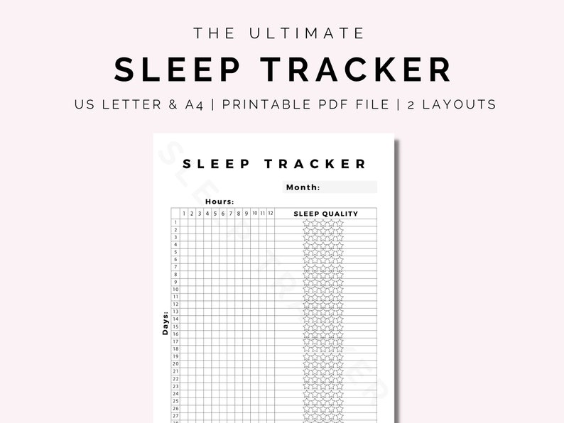 Sleep Tracker Printable, A4 Planner Inserts, Monthly Sleep Log, Sleep ...