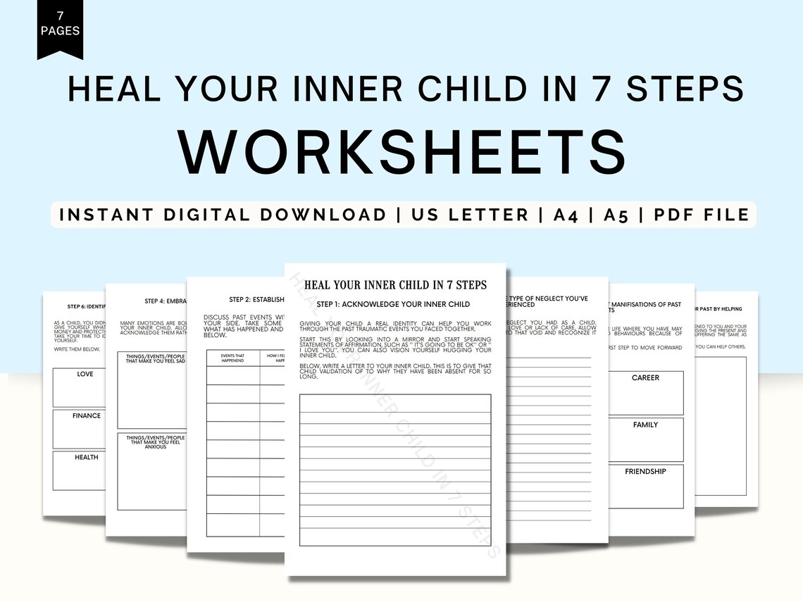 Inner Child Worksheets Printable, Inner Child Workbook, Inner Child ...