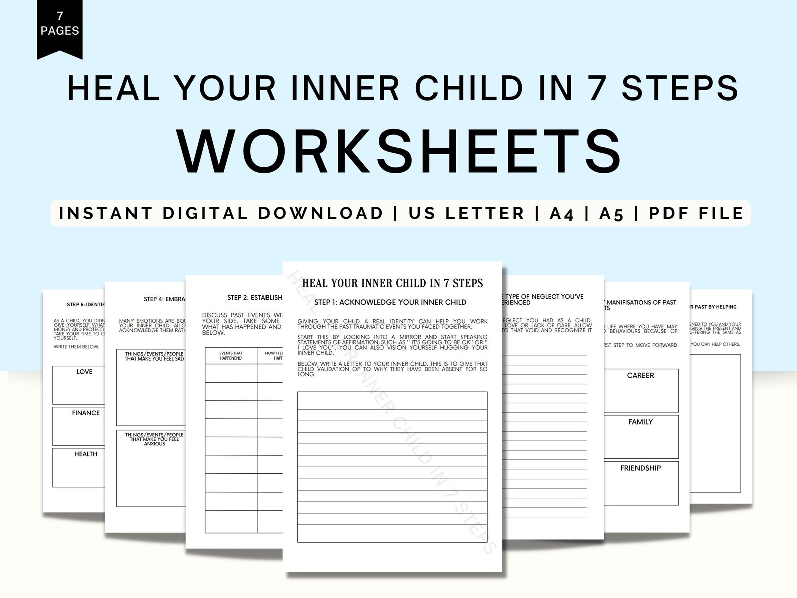 Inner Child Worksheets Printable, Inner Child Workbook, Inner Child ...
