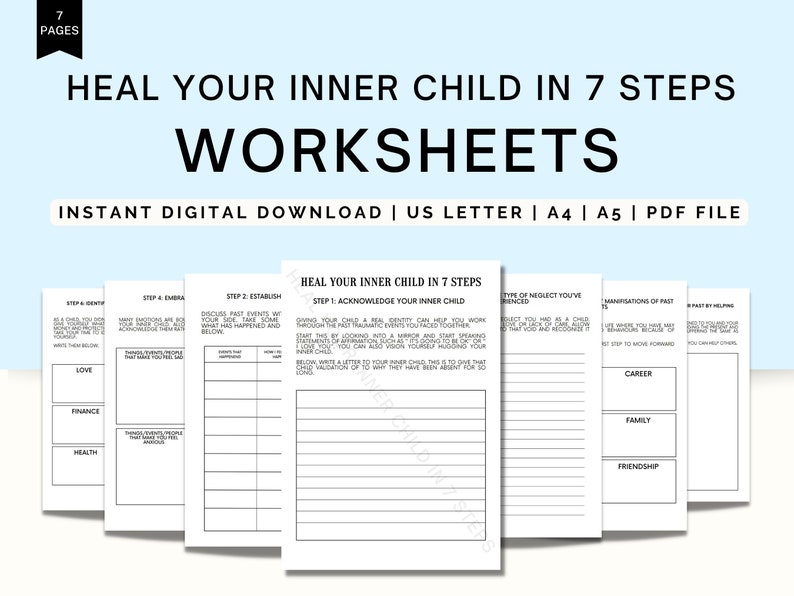 Inner Child Worksheets Printable, Inner Child Workbook, Inner Child ...