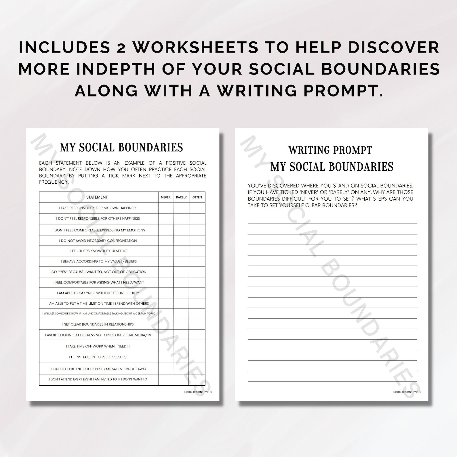 Printable Social Boundaries Worksheet, Setting Boundaries, Social ...