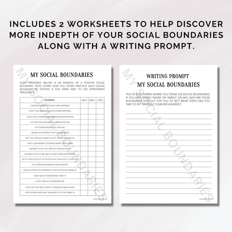 Printable Social Boundaries Worksheet, Setting Boundaries, Social ...