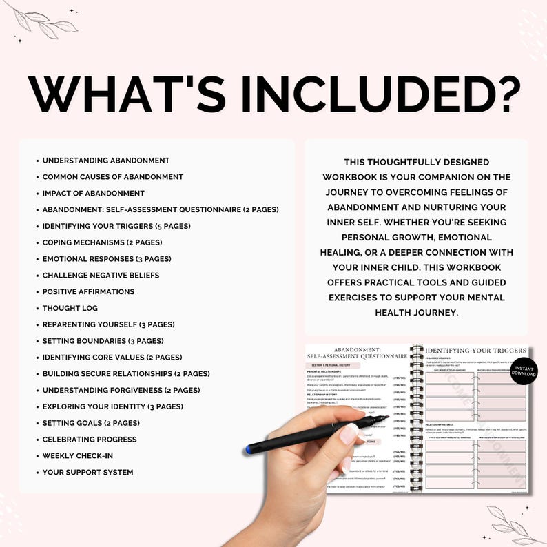 Abandonment Workbook, Attachment Styles, Inner Child Healing, Childhood ...