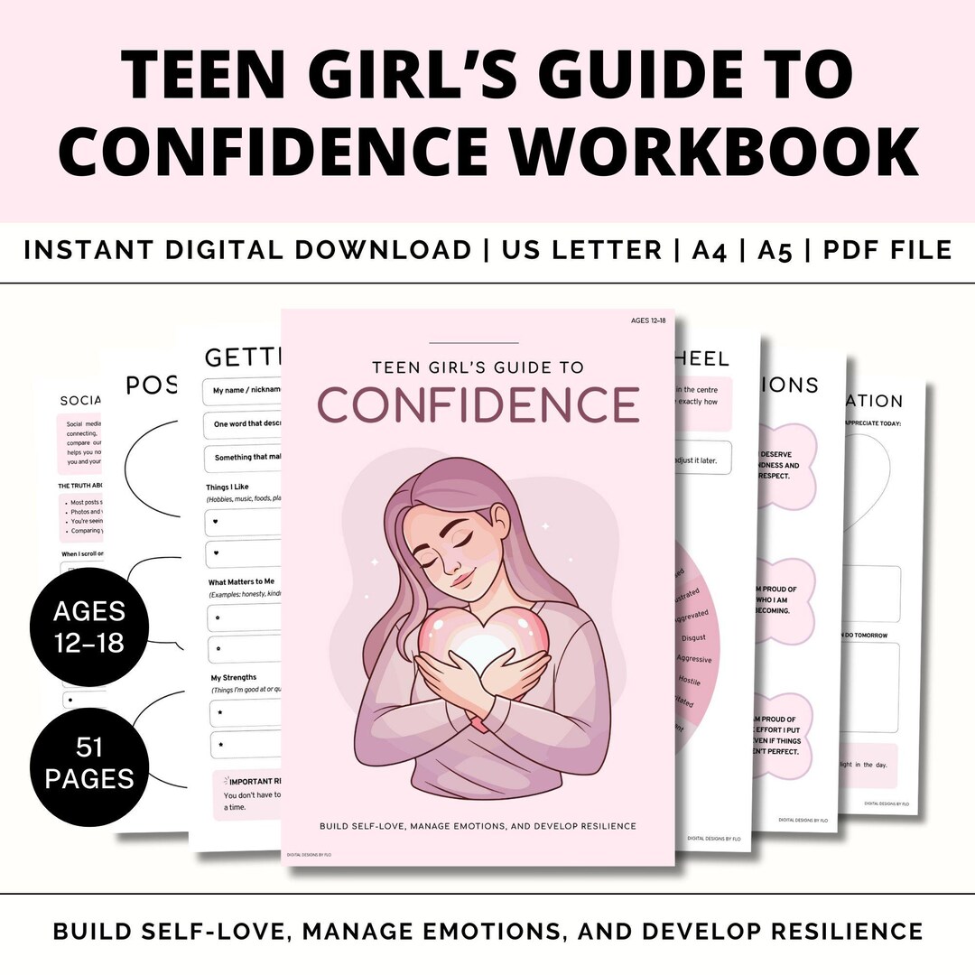 Teen Girl Confidence Workbook, Self-esteem, Therapy Worksheets, Coping ...