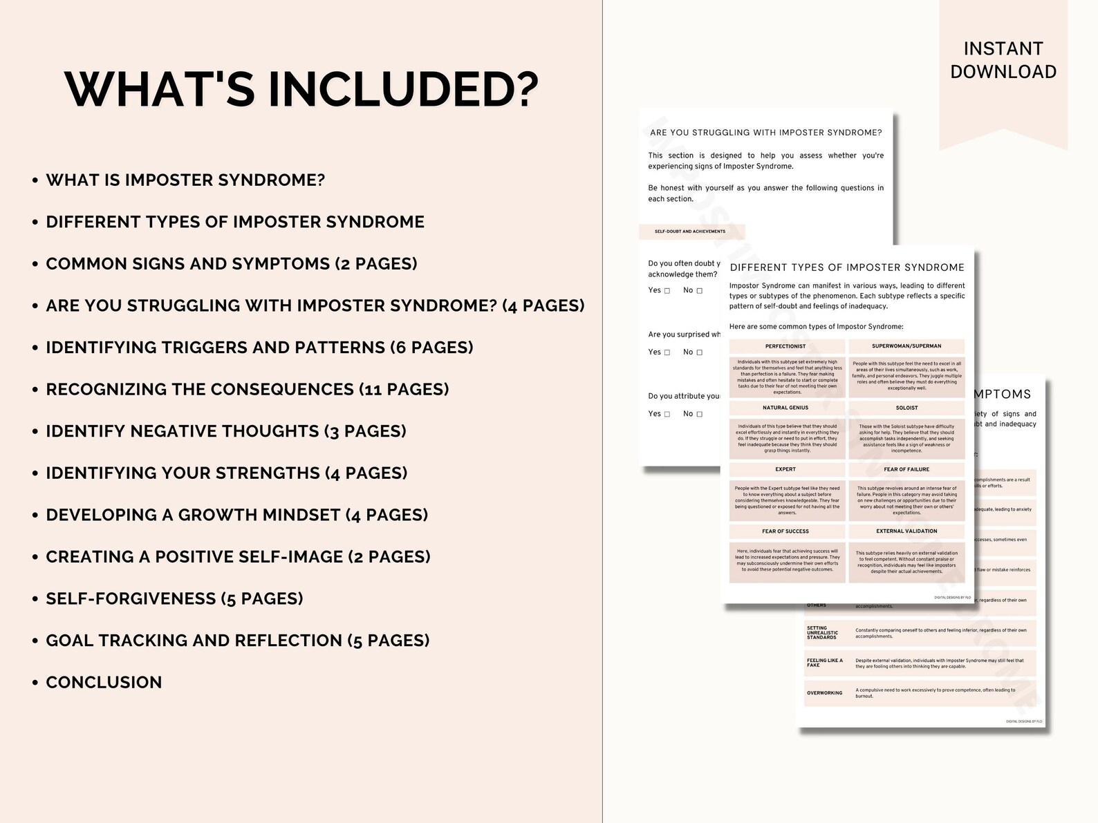 Imposter Syndrome Worksheets, Self Sabotage Workbook, Overcome ...