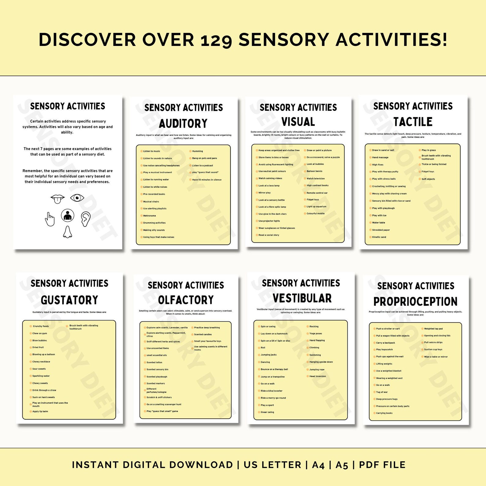 Sensory Diet Planner for Autism, ADHD, Sensory Processing Disorder ...