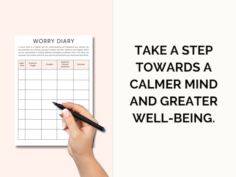 Managing Your Worries Worksheets, Anxiety Therapy Workbook, CBT ...